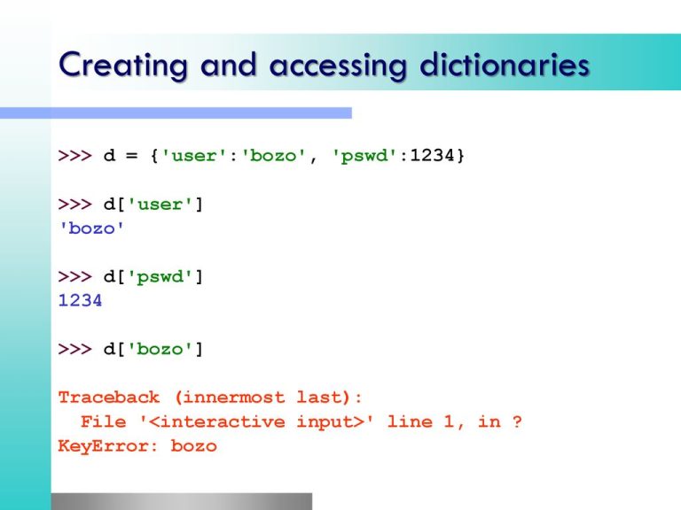 Python Creating And Accessing Dictionaries Python Coding